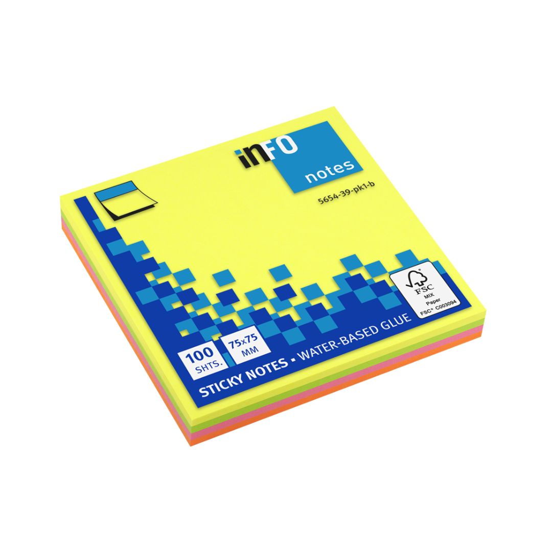 Block Notas Adhesivas 3″ 4 Colores Brillante INFONOTES – Rollos y Mas