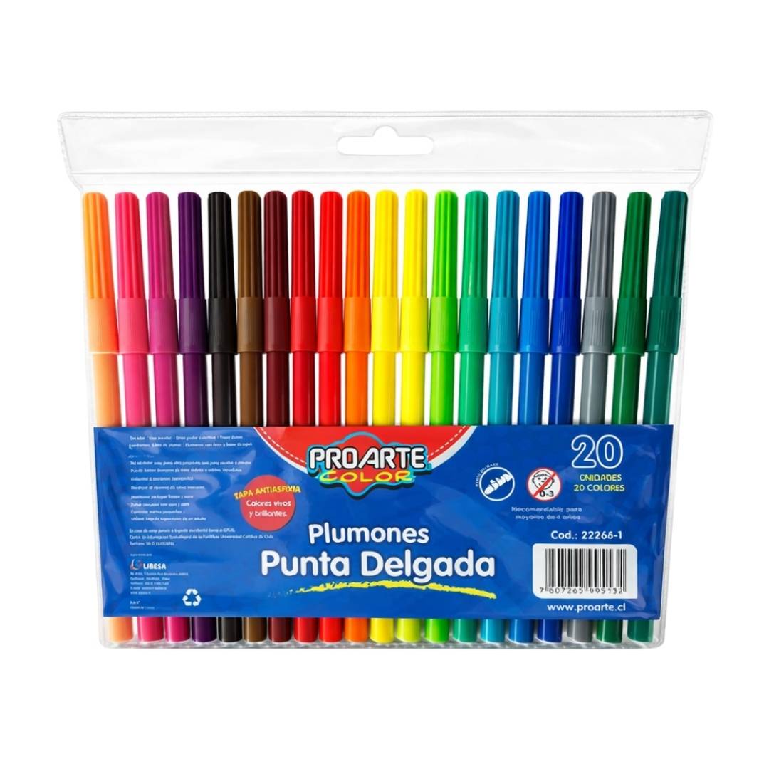 MARCADORES PUNTA DELGADA 20 COLORES PROARTE – Rollos y Mas