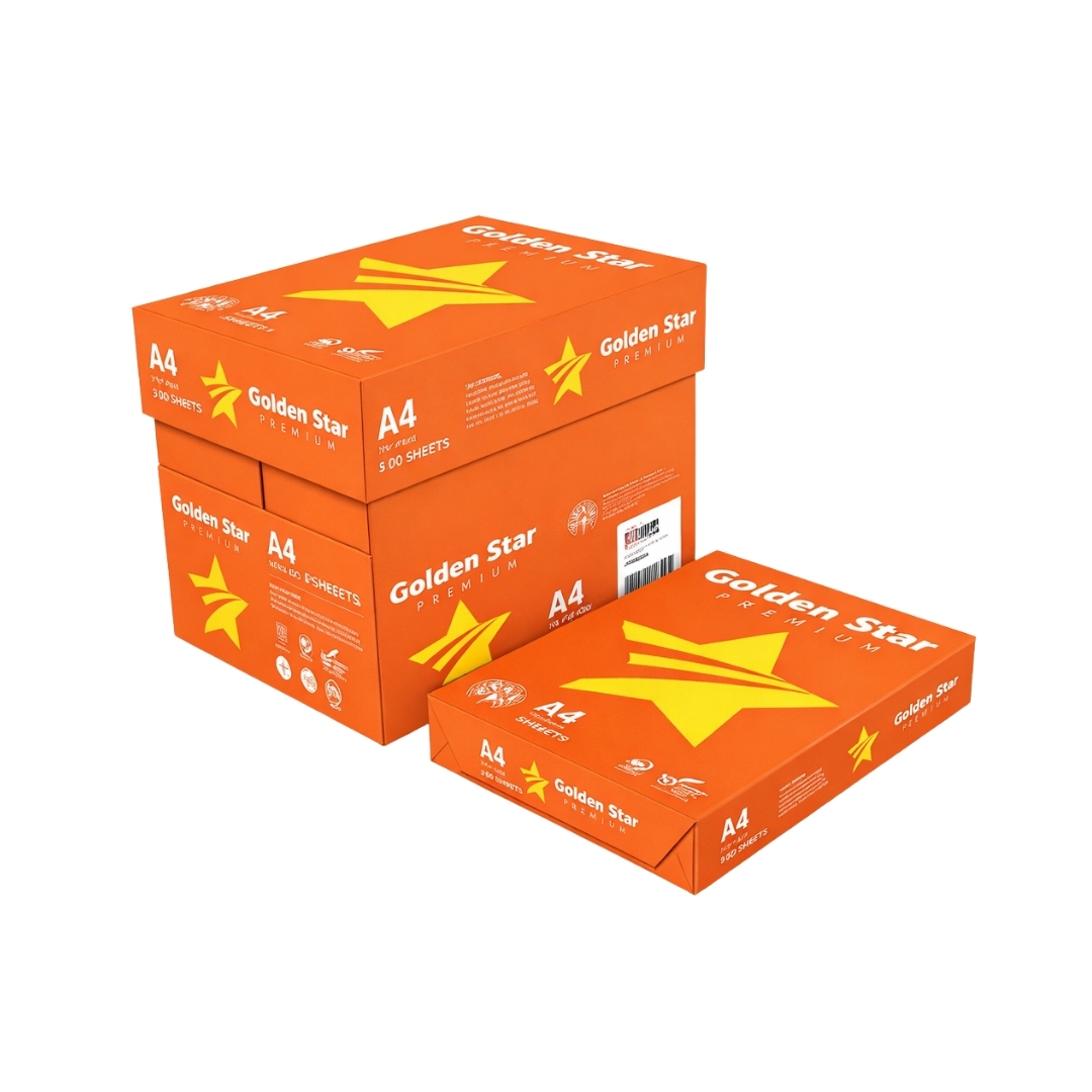 RESMA DE HOJAS TAMAÑO OFICIO DE 75 GRAMOS GOLDEN STAR – Rollos y Mas